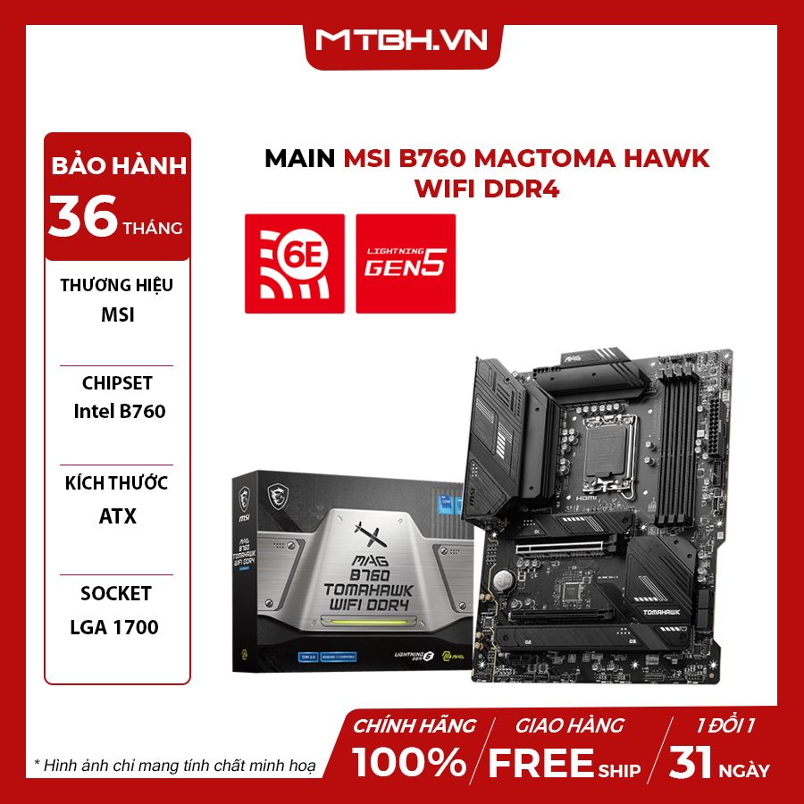 Main MSI B760 MAGTOMAHAWK WIFI DDR4 – Máy Tính Biên Hòa