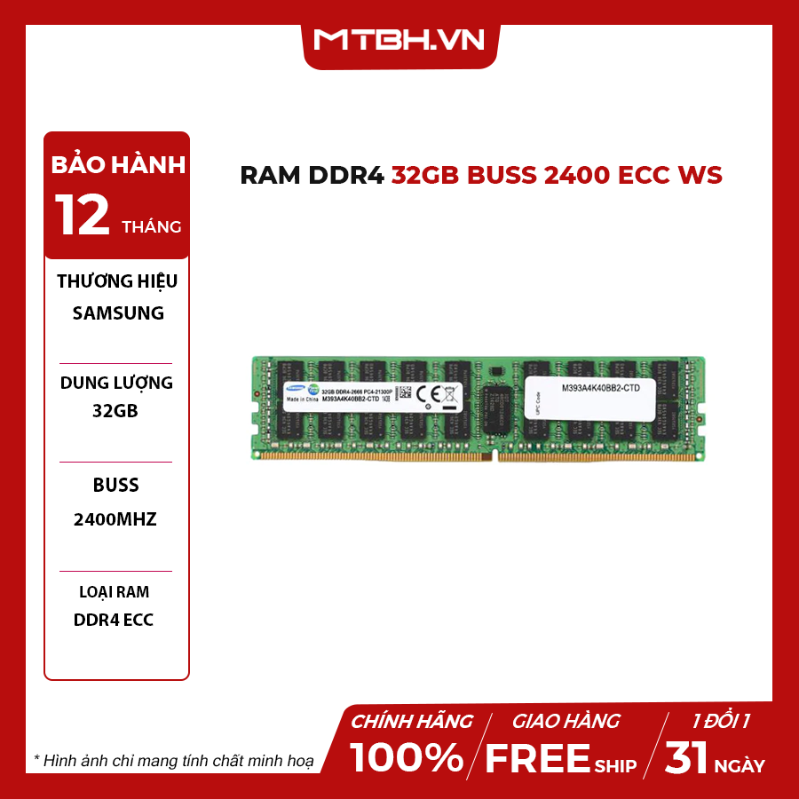 RAM DDR4 32GB BUSS 2400 ECC WS – Máy Tính Biên Hòa