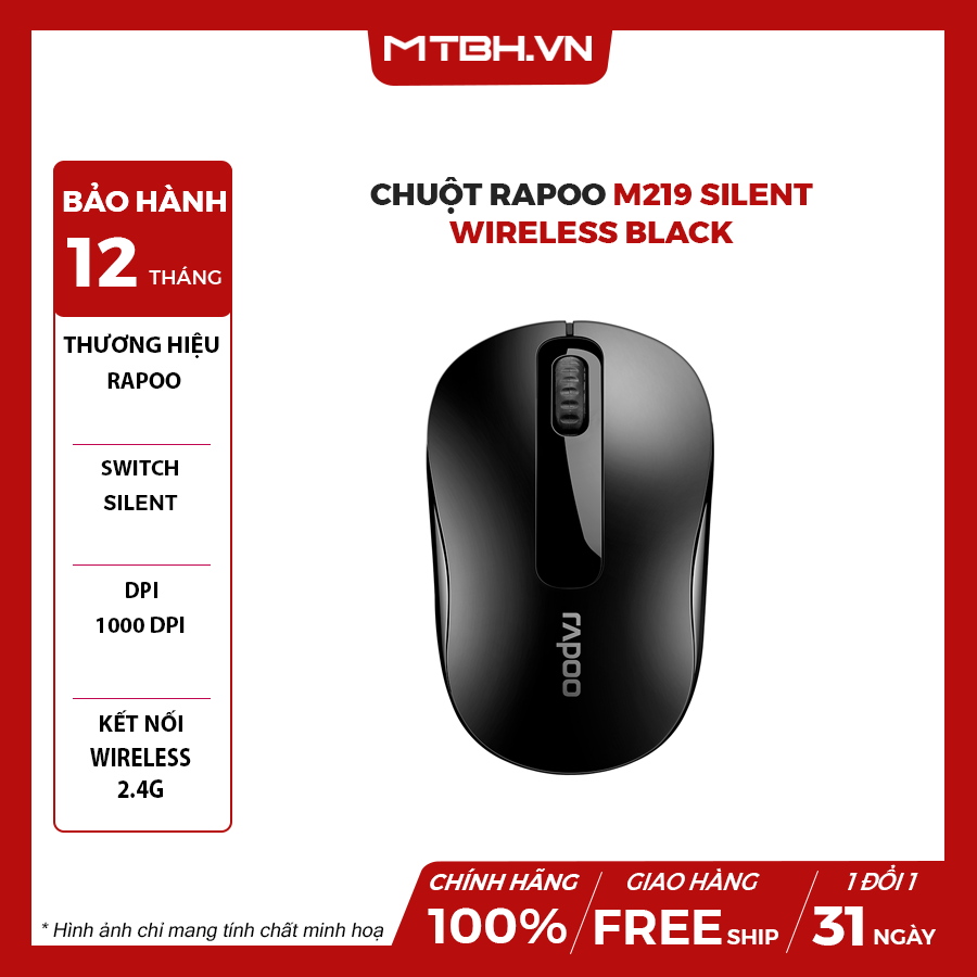 Chuột Rapoo M219 Silent Wireless Black – Máy Tính Biên Hòa