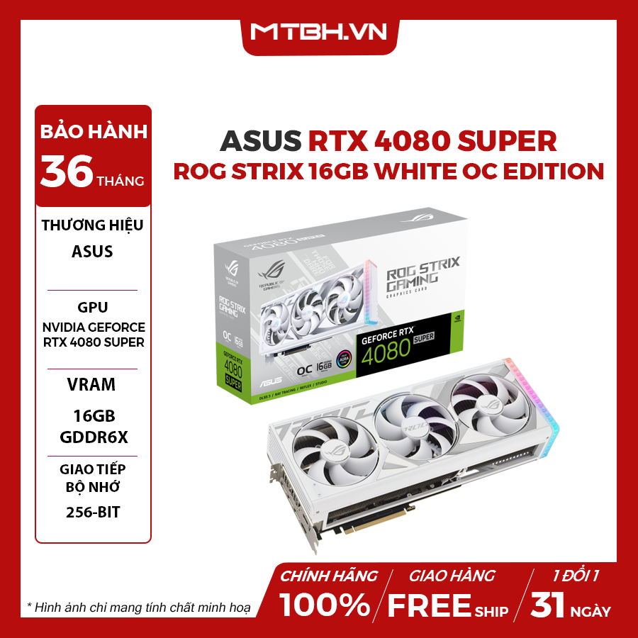 VGA ASUS RTX 4080 SUPER ROG Strix 16GB GDDR6X White OC Edition – Máy ...