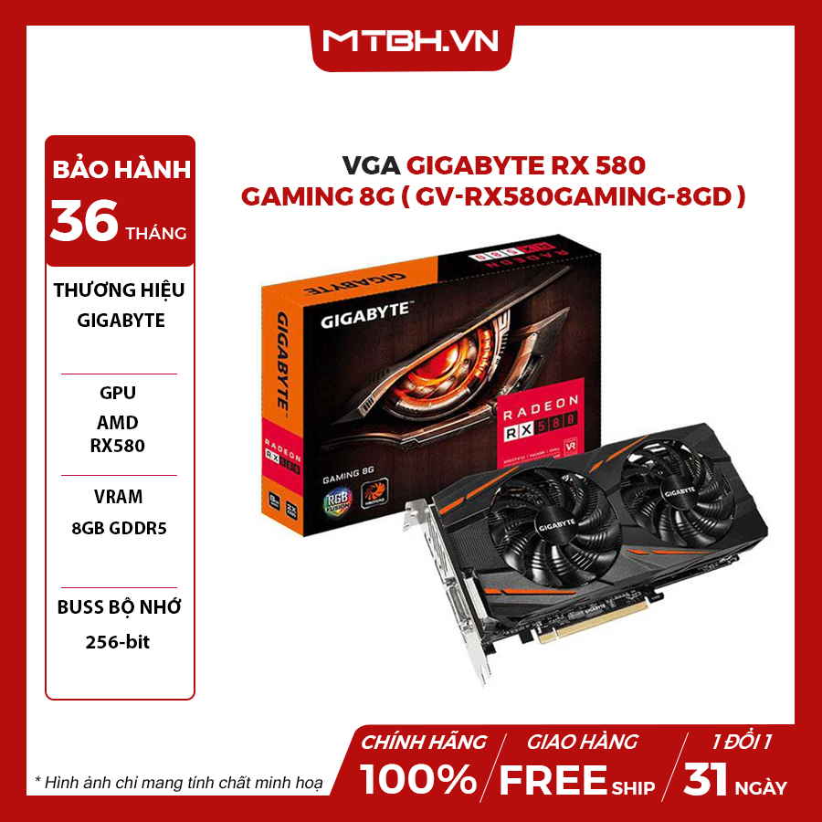 VGA GIGABYTE RX 580 GAMING 8G ( GV-RX580GAMING-8GD ) – Máy Tính Biên Hòa