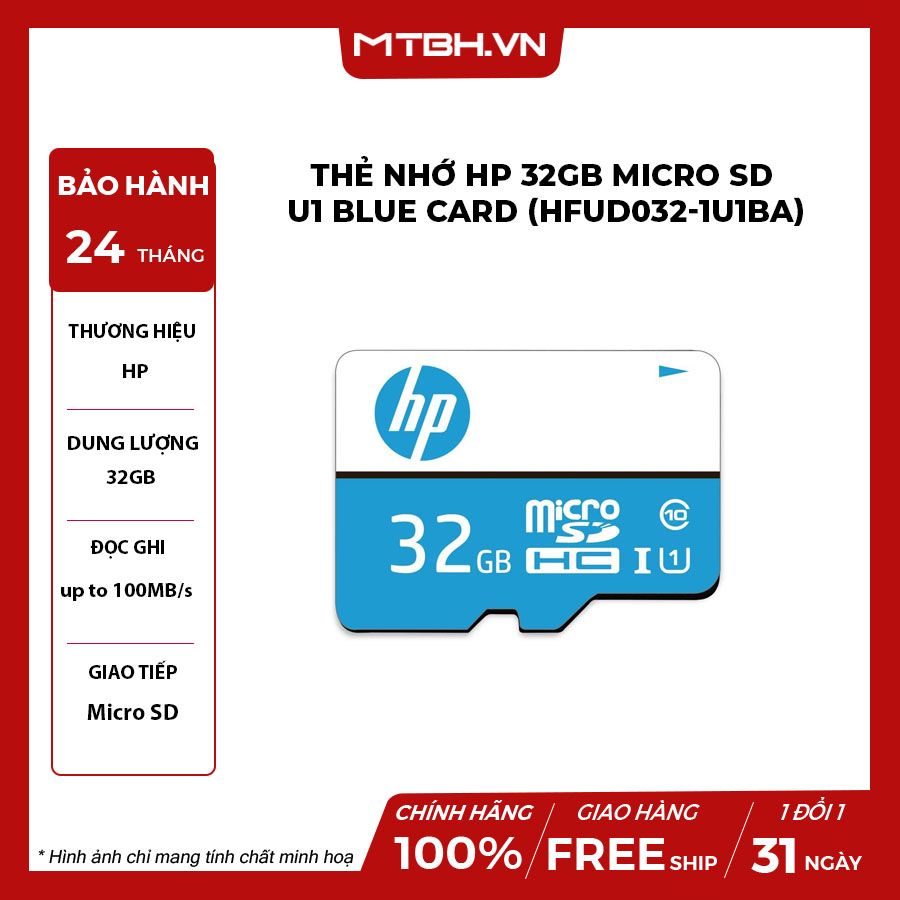 Thẻ Nhớ HP 32GB Micro SD U1 Blue Card (HFUD032-1U1BA) – Máy Tính Biên Hòa
