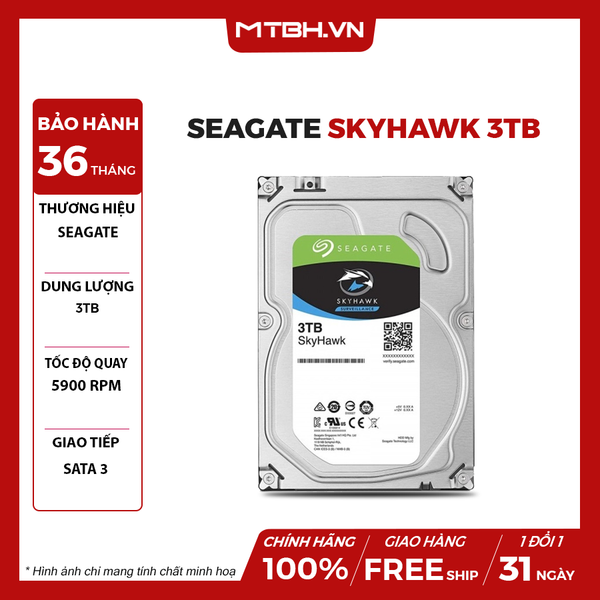 Ổ cứng chuyên dụng 3TB SKYHAWK SEAGATE ST3000VX0009 – Máy Tính Biên Hòa