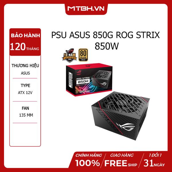 PSU ASUS 850G ROG STRIX 850W 80 PLUS GOLD - BẢO HÀNH 10 NĂM – Máy Tính ...