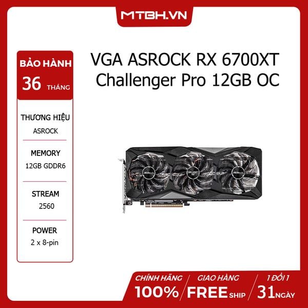 VGA ASROCK RX 6700XT Challenger Pro 12GB OC – Máy Tính Biên Hòa