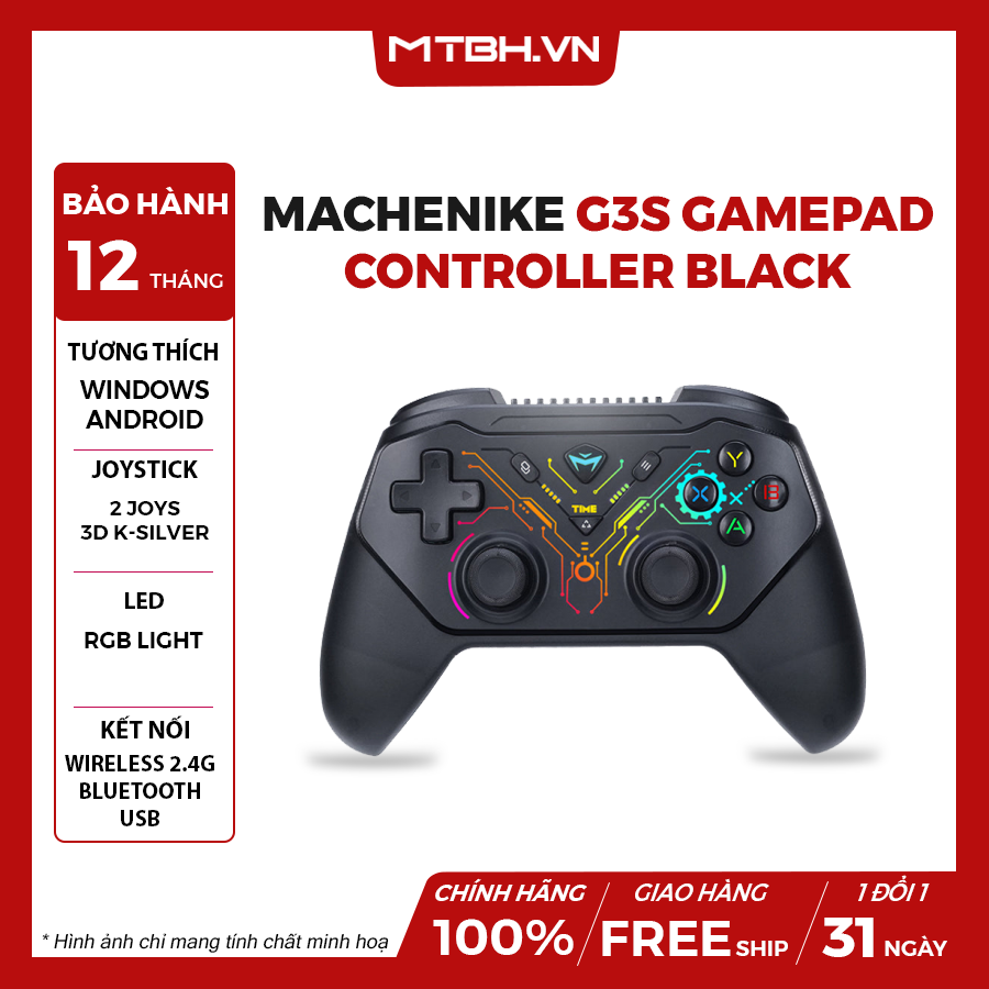 TAY CẦM GAME KHÔNG DÂY MACHENIKE G3S GAMEPAD CONTROLLER BLACK – Máy ...