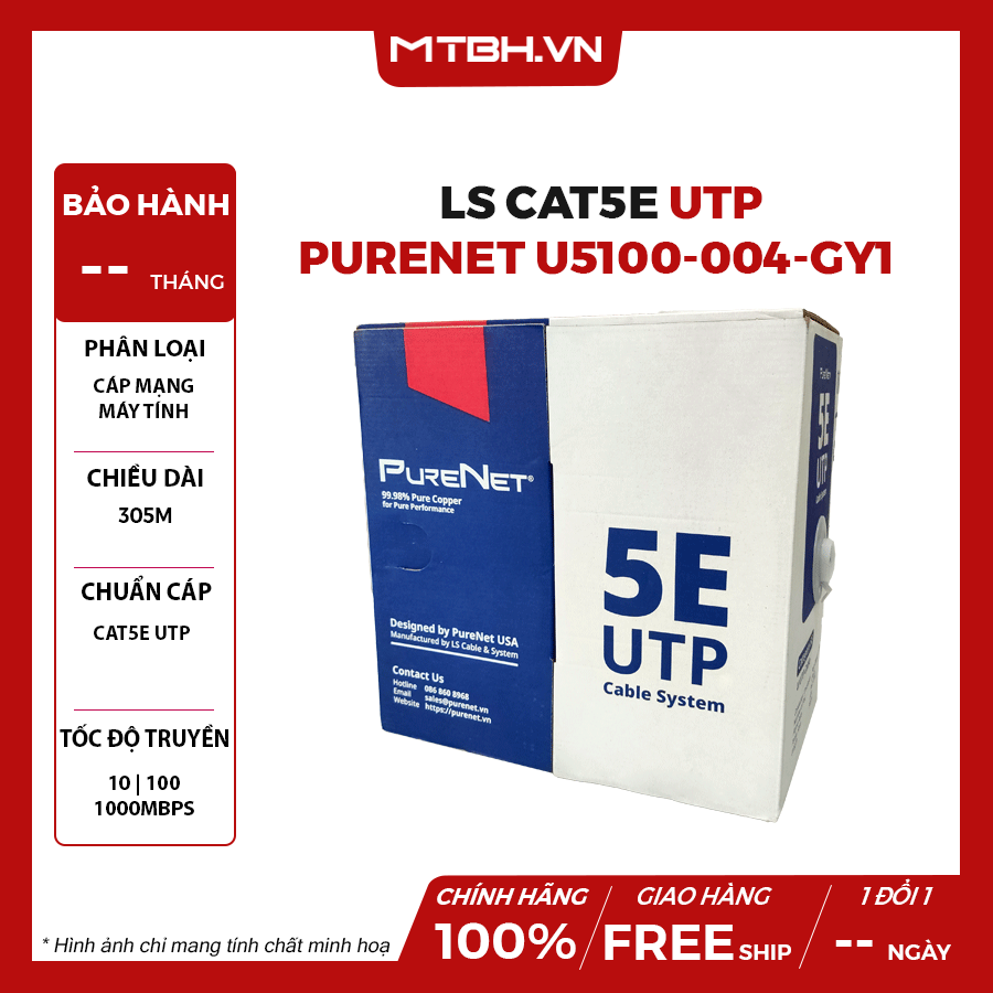 Cáp LS Cat5e UTP Purenet U5100-004-GY1 305M – Máy Tính Biên Hòa
