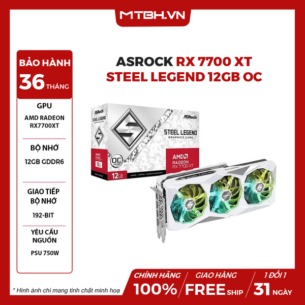 VGA ASROCK RX 7700 XT STEEL LEGEND 12GB OC – Máy Tính Biên Hòa