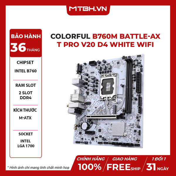 Main Colorful B760M BATTLE-AX T PRO V20 DDR4 WHITE WIFI – Máy Tính Biên Hòa