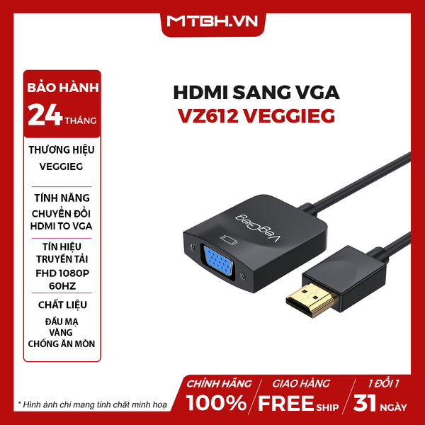 CÁP CHUYỂN HDMI SANG VGA VZ612 VEGGIEG – Máy Tính Biên Hòa