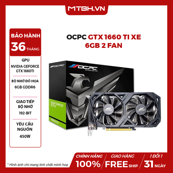 Vga Ocpc Gtx 1660 Ti Xe 6Gb D6 192Bit 2 Fan – Máy Tính Biên Hòa