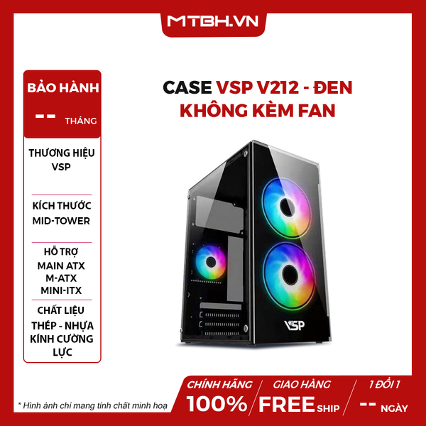 Case VSP V212 - Đen - Không Kèm Fan – Máy Tính Biên Hòa