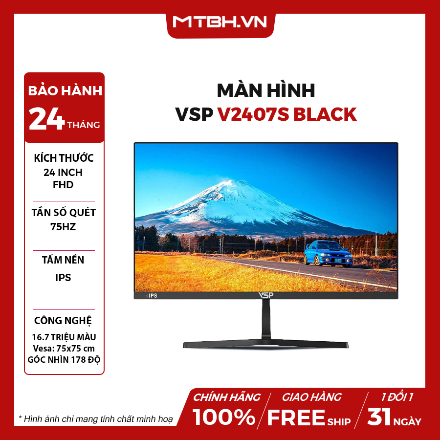 LCD VSP V2407S 24 INCH Black (23.8 inch/ FHD/ IPS/ 75Hz) – Máy Tính Biên Hòa