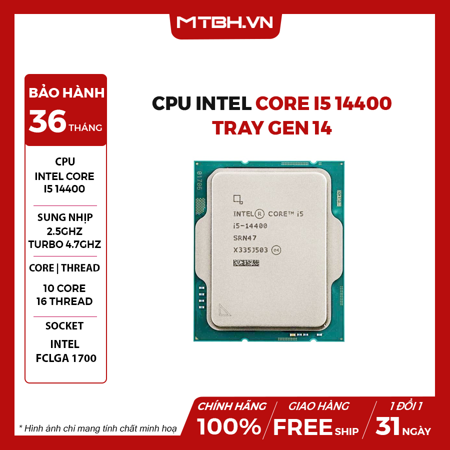 CPU Intel Core I5 14400 (Raptor Lake Refresh, LGA 1700) TRAY GEN 14 – Máy Tính Biên Hòa