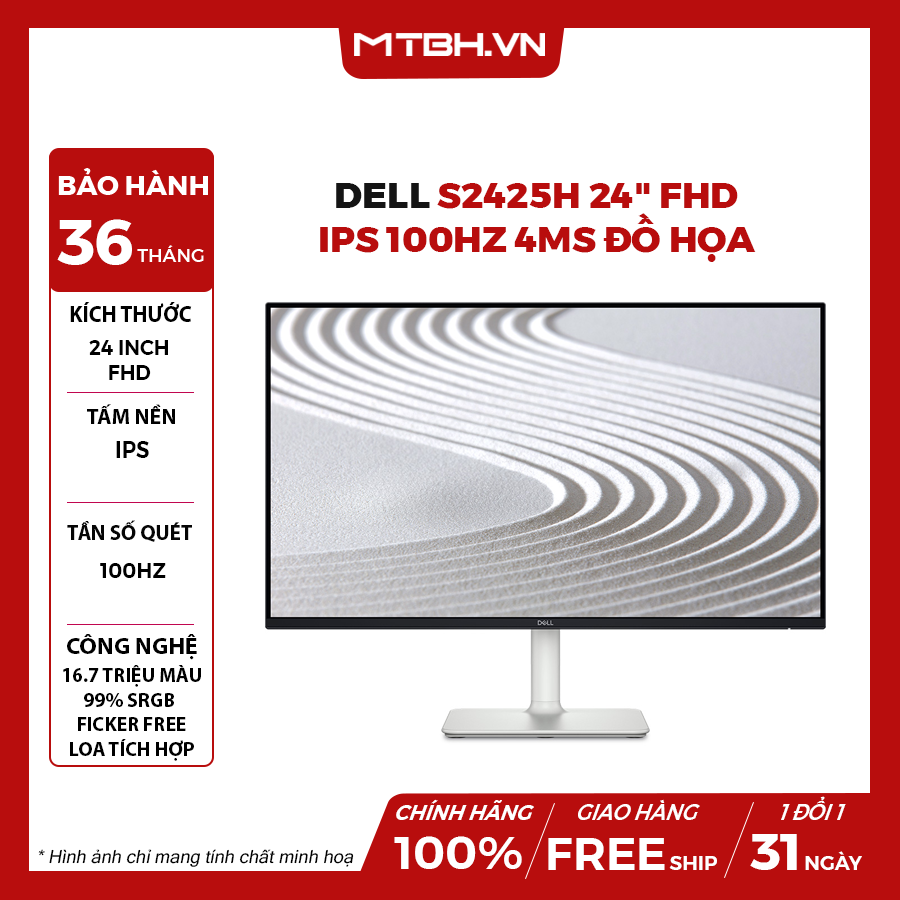 MÀN HÌNH LCD DELL S2425H 24" FHD IPS 100Hz 4ms ĐỒ HỌA – Máy Tính Biên Hòa