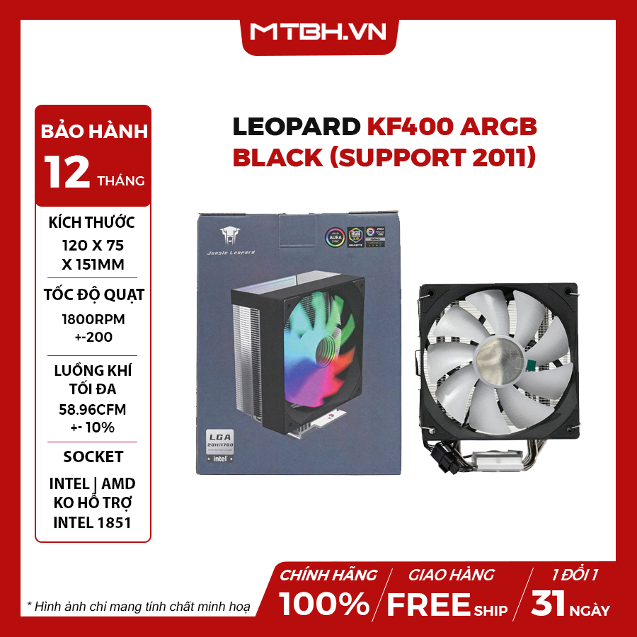 TẢN NHIỆT KHÍ LEOPARD KF400 ARGB - BLACK (SUPPORT 2011) – Máy Tính Biên Hòa
