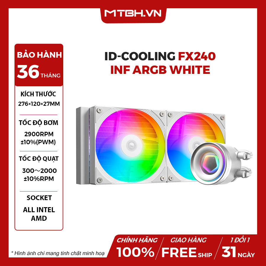 BỘ TẢN NHIỆT NƯỚC ID-COOLING FX240 INF ARGB WHITE – Máy Tính Biên Hòa