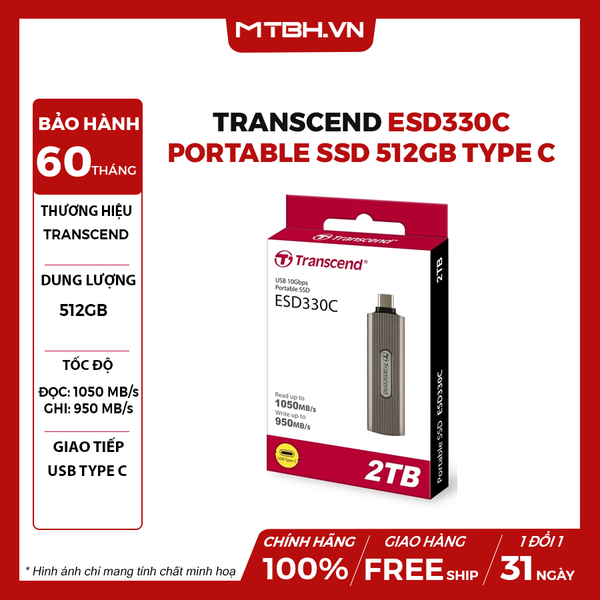 Ổ cứng di động Transcend ESD330C Portable SSD 512GB Type C (TS512GESD3 ...