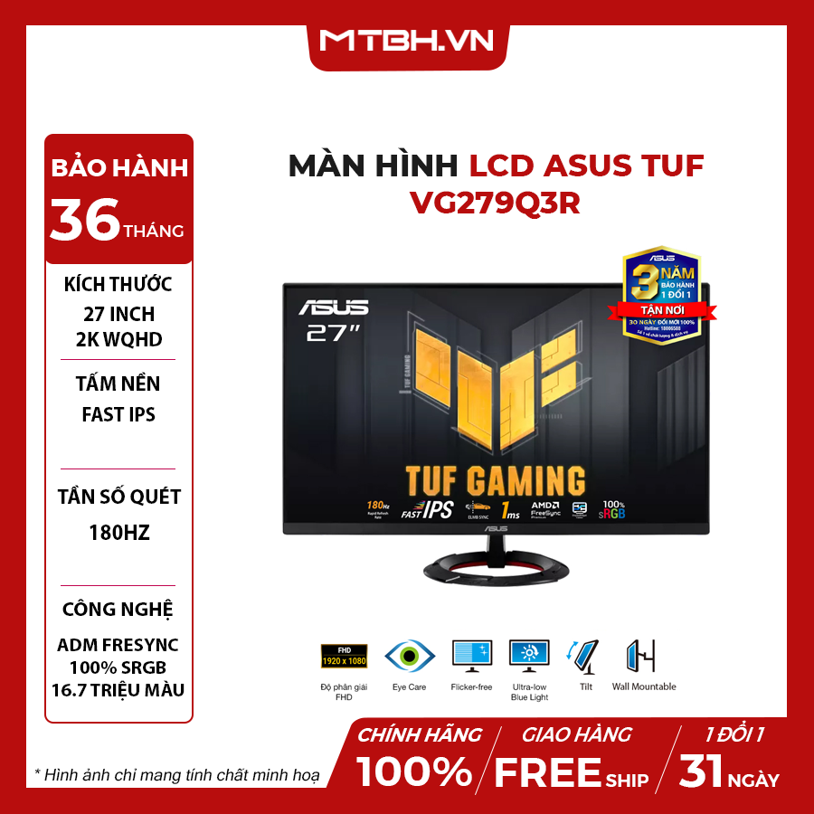 MÀN HÌNH LCD ASUS TUF VG279Q3R 27" FHD IPS 180Hz 1ms CHUYÊN GAME – Máy Tính Biên Hòa