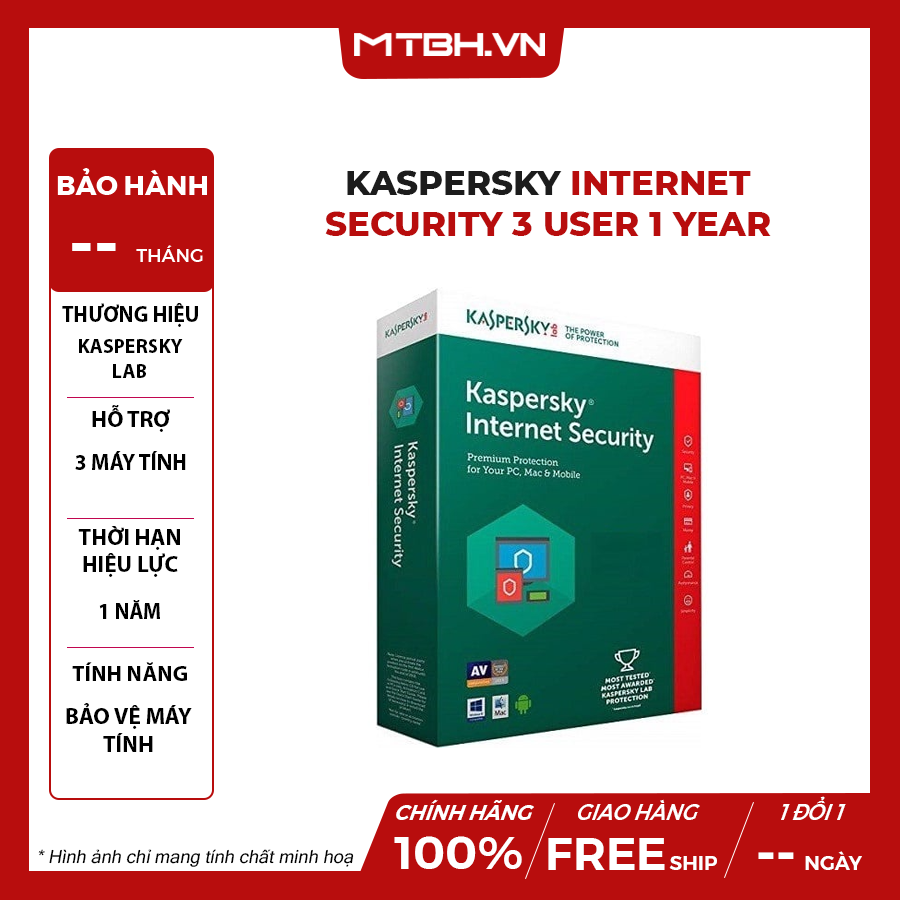 PHẦN MỀM KASPERSKY INTERNET SECURITY 3 USER 1 YEAR – Máy Tính Biên Hòa