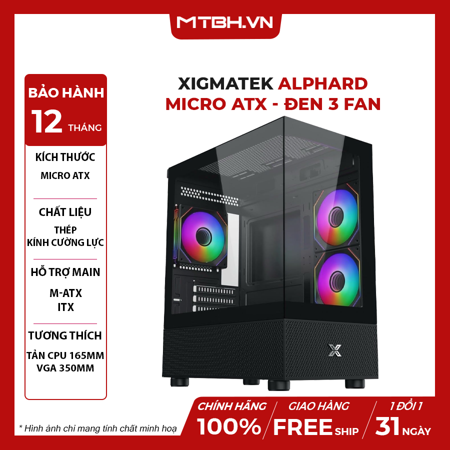 Case Xigmatek Alphard Micro ATX - Đen 3 Fan – Máy Tính Biên Hòa