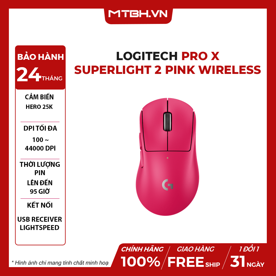 Chuột Logitech Pro X Superlight 2 Pink Wireless – Máy Tính Biên Hòa