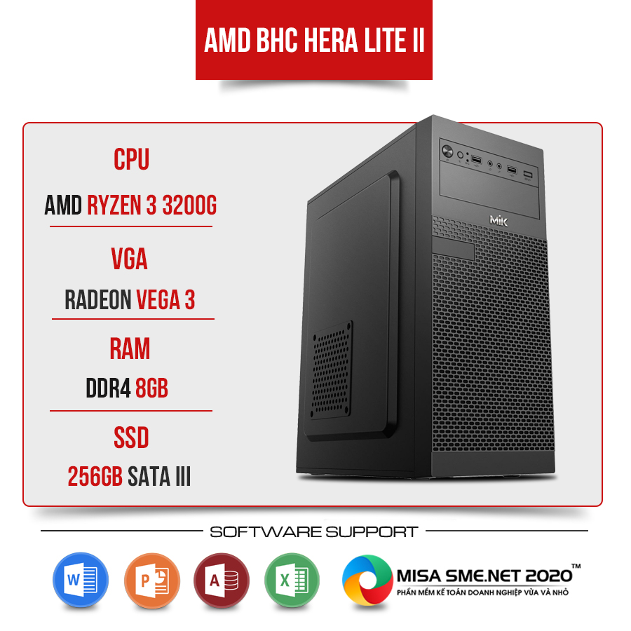 PC Văn Phòng AMD BHC Hera Lite II Gen 3th ( Ryzen 3 3200G | 8GB | 240G – Máy Tính Biên Hòa