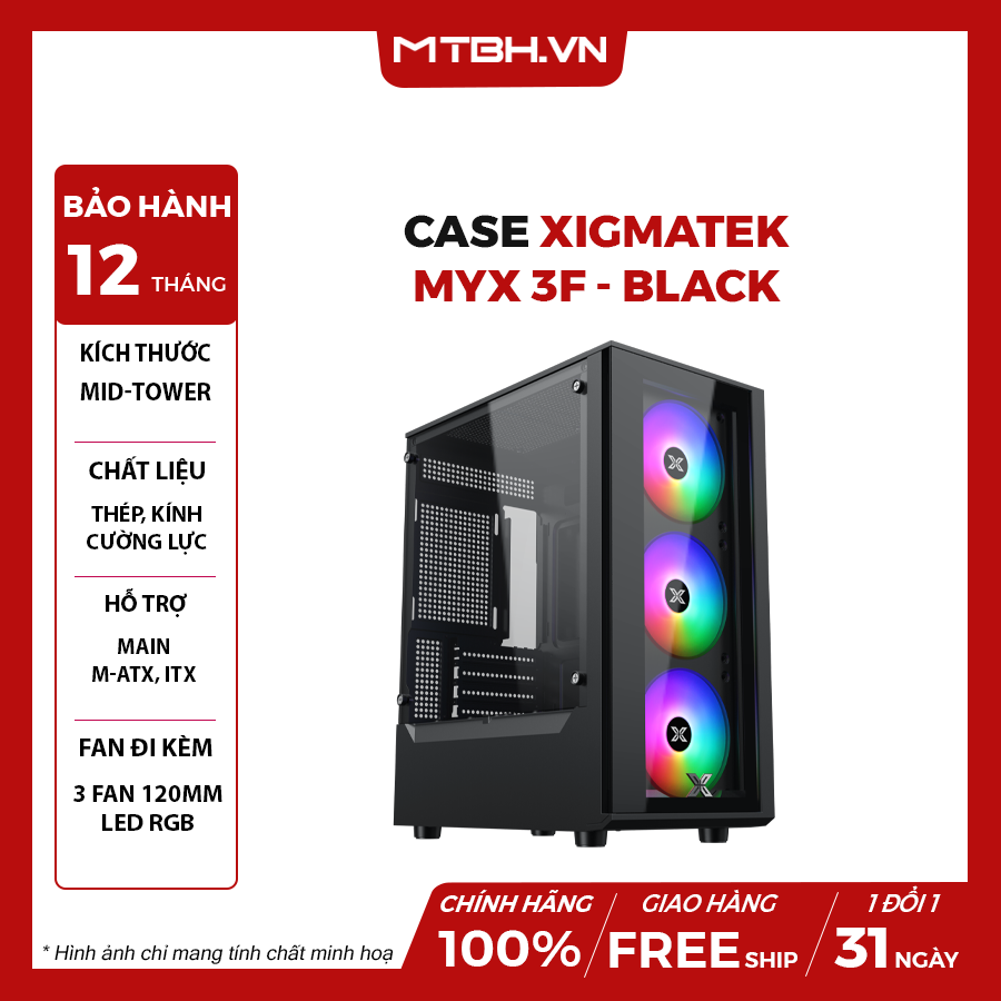 Case Xigmatek MYX 3F - Black – Máy Tính Biên Hòa