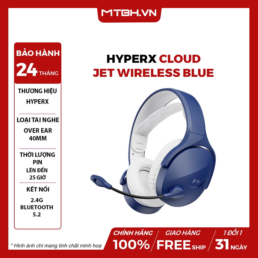 Tai Nghe HyperX Cloud Jet Wireless Blue – Máy Tính Biên Hòa