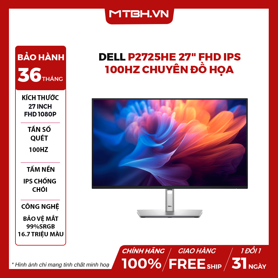 MÀN HÌNH DELL P2725HE 27" FHD IPS 100Hz CHUYÊN ĐỒ HỌA – Máy Tính Biên Hòa