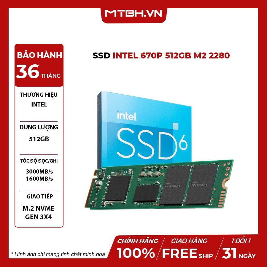 SD Intel 670P 512GB M2 2280 PCIe NVMe Gen 3×4 – Máy Tính Biên Hòa