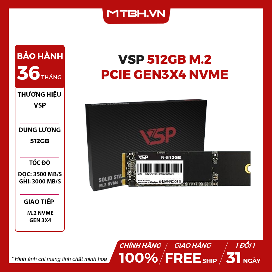 SD VSP 512GB M.2 PCIe Gen3x4 NVMe (Read : 3500MB/s) – Máy Tính Biên Hòa