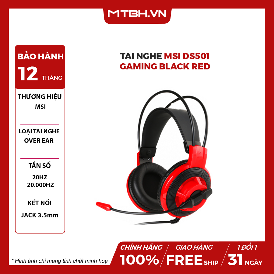 TAI NGHE MSI DS501 GAMING BLACK RED – Máy Tính Biên Hòa