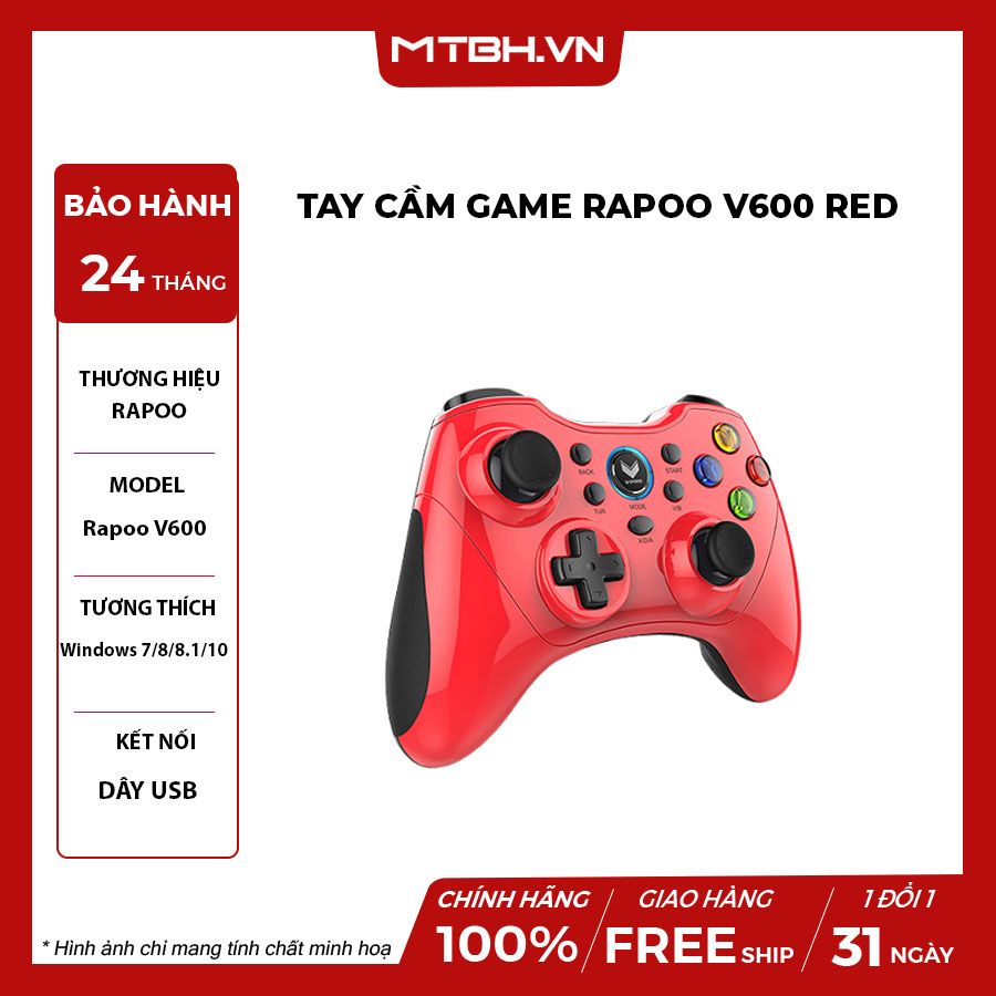 Tay Cầm Game Rapoo V600 Red – Máy Tính Biên Hòa