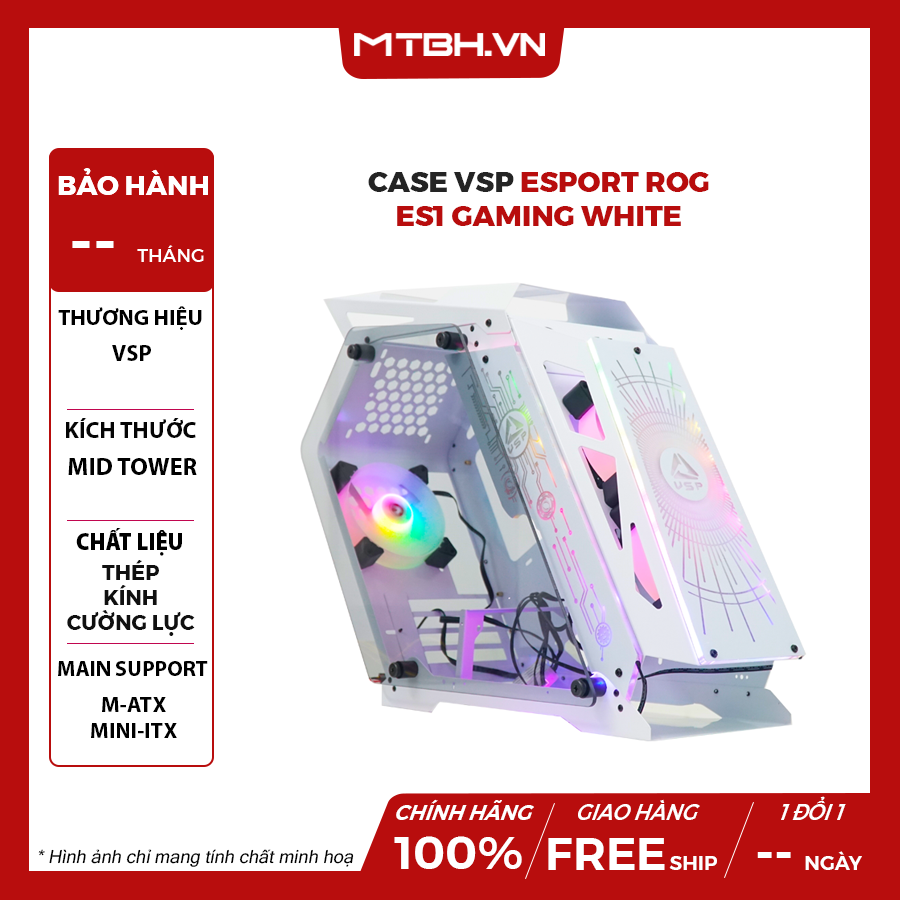 Case VSP ESPORT ROG ES1 Gaming White – Máy Tính Biên Hòa