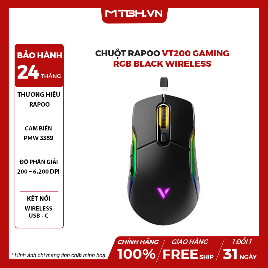 Chuột Rapoo VT200 Gaming RGB Black – Máy Tính Biên Hòa