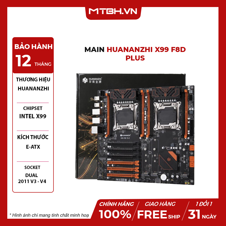 Main Huananzhi X99 F8D PLUS SUPPORT CPU 96V3 96V4 Dual – Máy Tính Biên Hòa