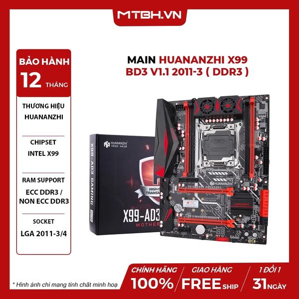 MAIN HUANANZHI X99 BD3/ QD3 v1.1 2011-3 ( DDR3 ) BH 12 THÁNG – Máy Tính Biên Hòa