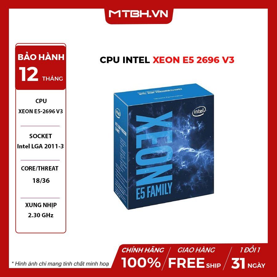 CPU Intel Xeon E5 2696 V3 2.30 GHz / 45MB / 18 Cores 36 Threads/ Socke ...