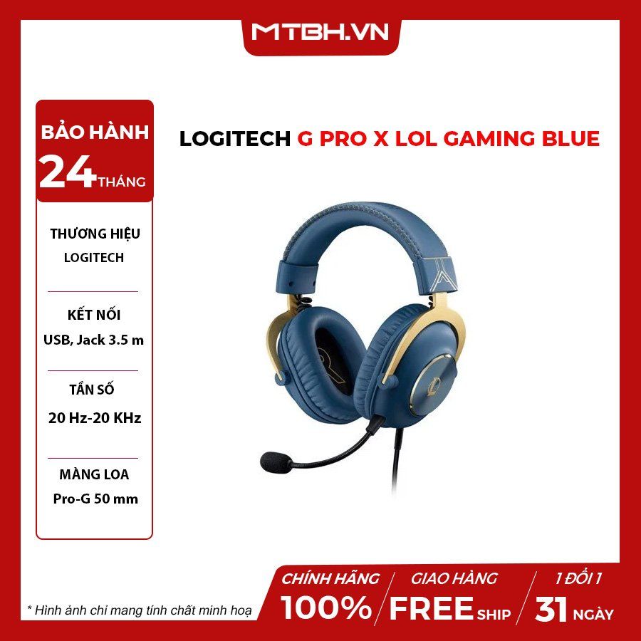 TAI NGHE LOGITECH G Pro X LOL GAMING BLUE – Máy Tính Biên Hòa
