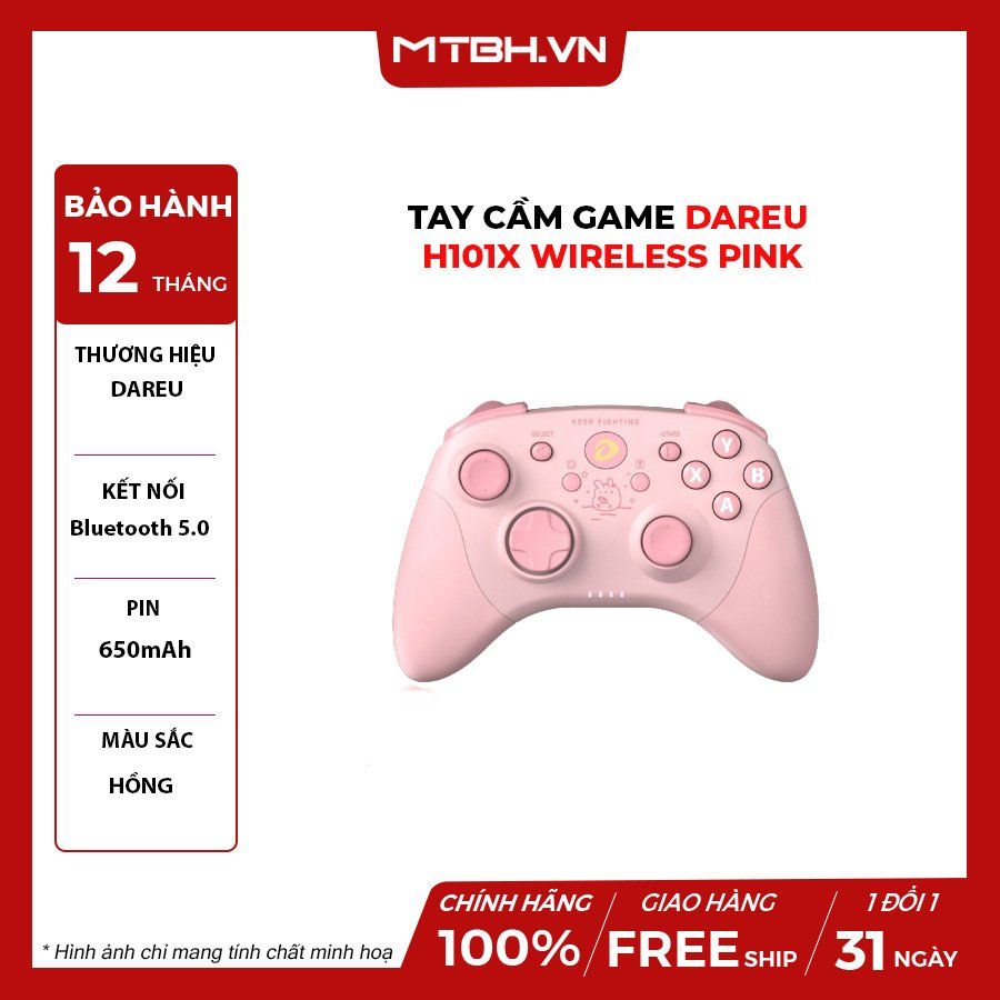 Tay Cầm Game DAREU H101X Wireless Pink – Máy Tính Biên Hòa