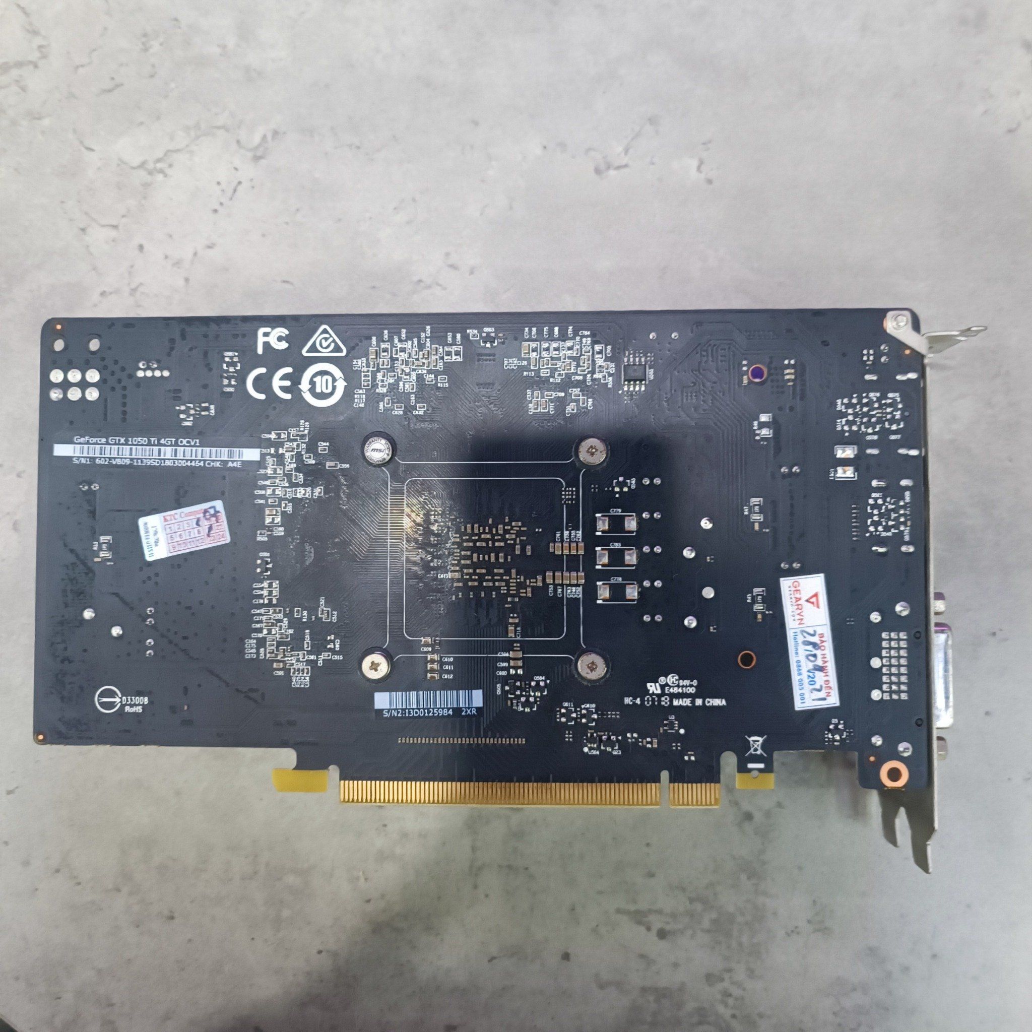 VGA MSI GTX 1050Ti 4GT OCV1 BH 1 THÁNG – Máy Tính Biên Hòa