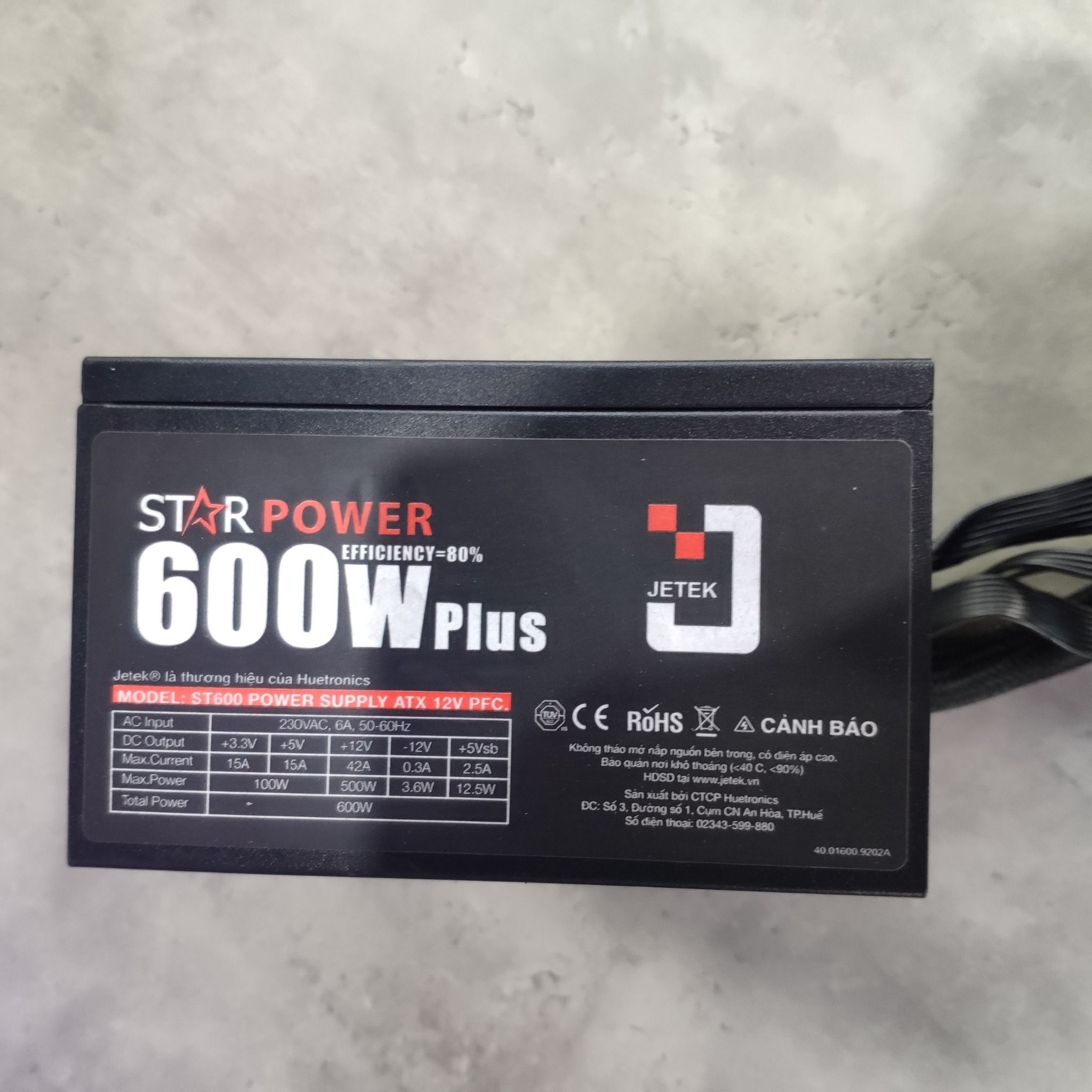 PSU JETEK STAR POWER 600W PLUS BH 1 THÁNG – Máy Tính Biên Hòa