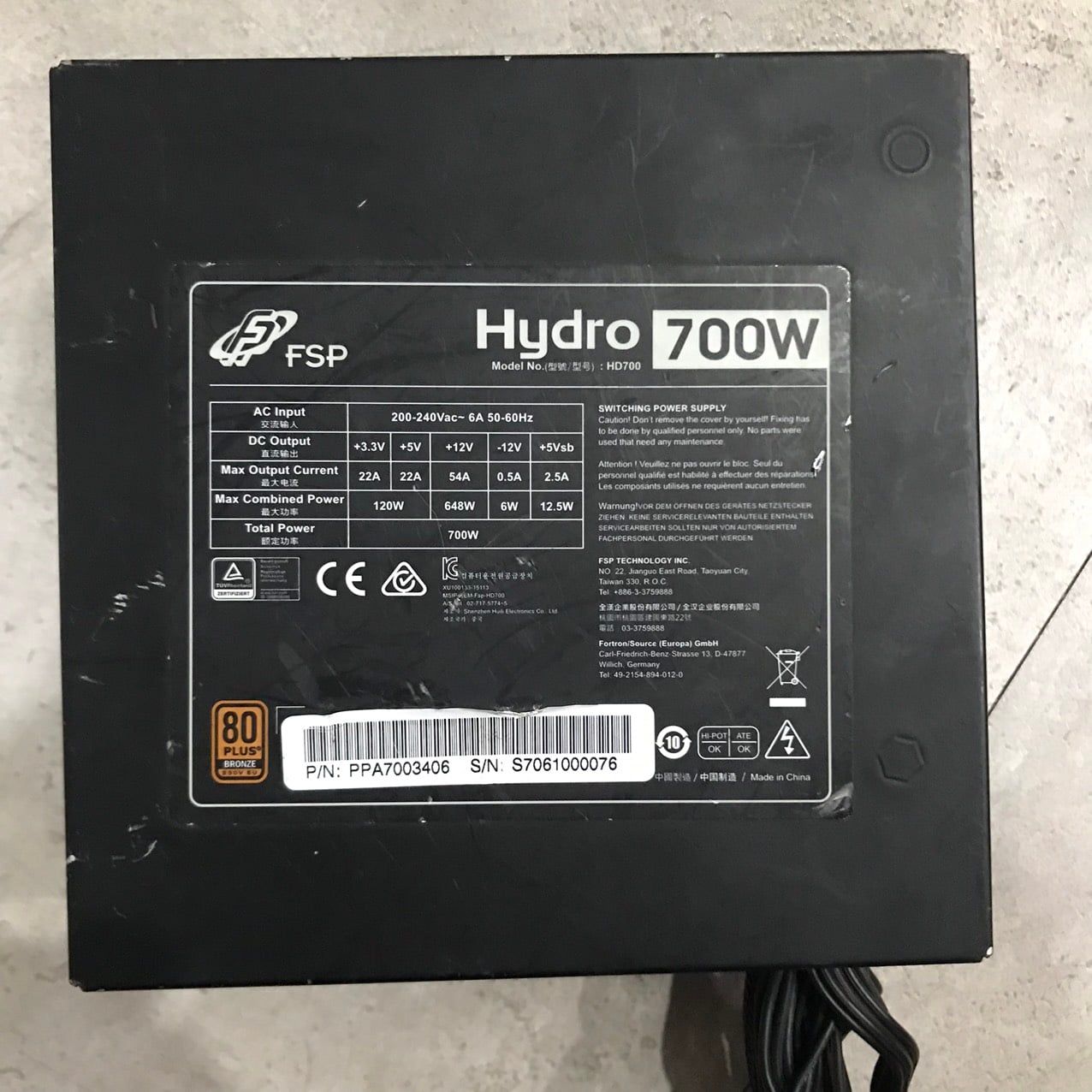 PSU FSP Hydro 700w BRONZE BH 1 THÁNG – Máy Tính Biên Hòa
