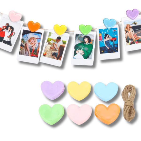 Heart shape clips - set 6 colors
