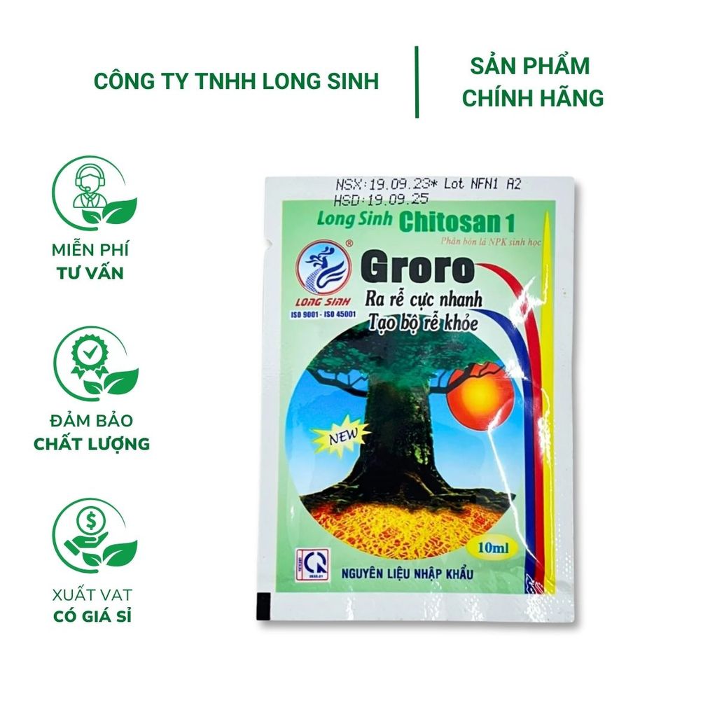 Phân bón Groro Chitosan kích rễ cực mạnh - Gói 10ml