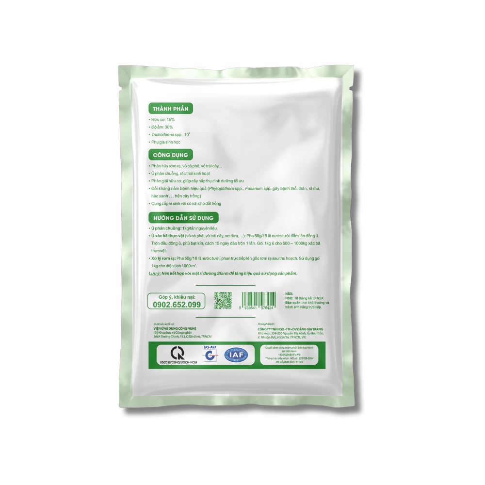 Chế phẩm vi sinh Trichoderma SFARM (1kg) – Chuyên ủ phân hữu cơ