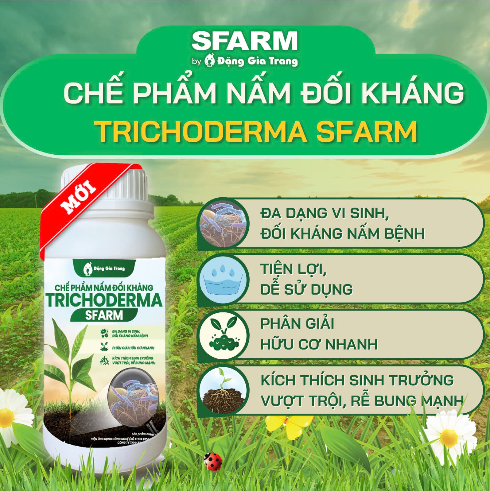 Chế phẩm nấm đối kháng Trichoderma SFARM - Chai 500ml