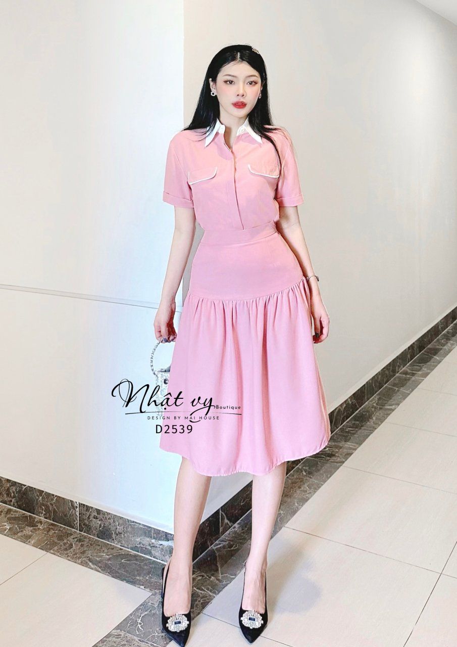 Set áo sơ mi túi giả + chân váy dáng dài - D2539 – NHẬT VY BOUTIQUE