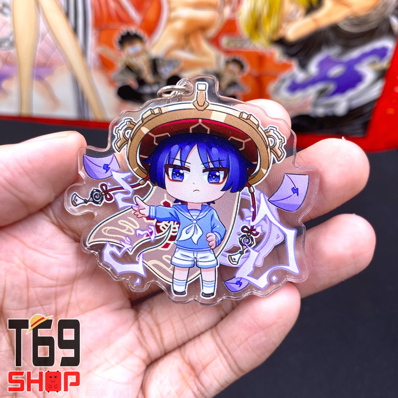 Móc khóa mica game Genshin Impact có Vision kèm chuông – T69 Shop